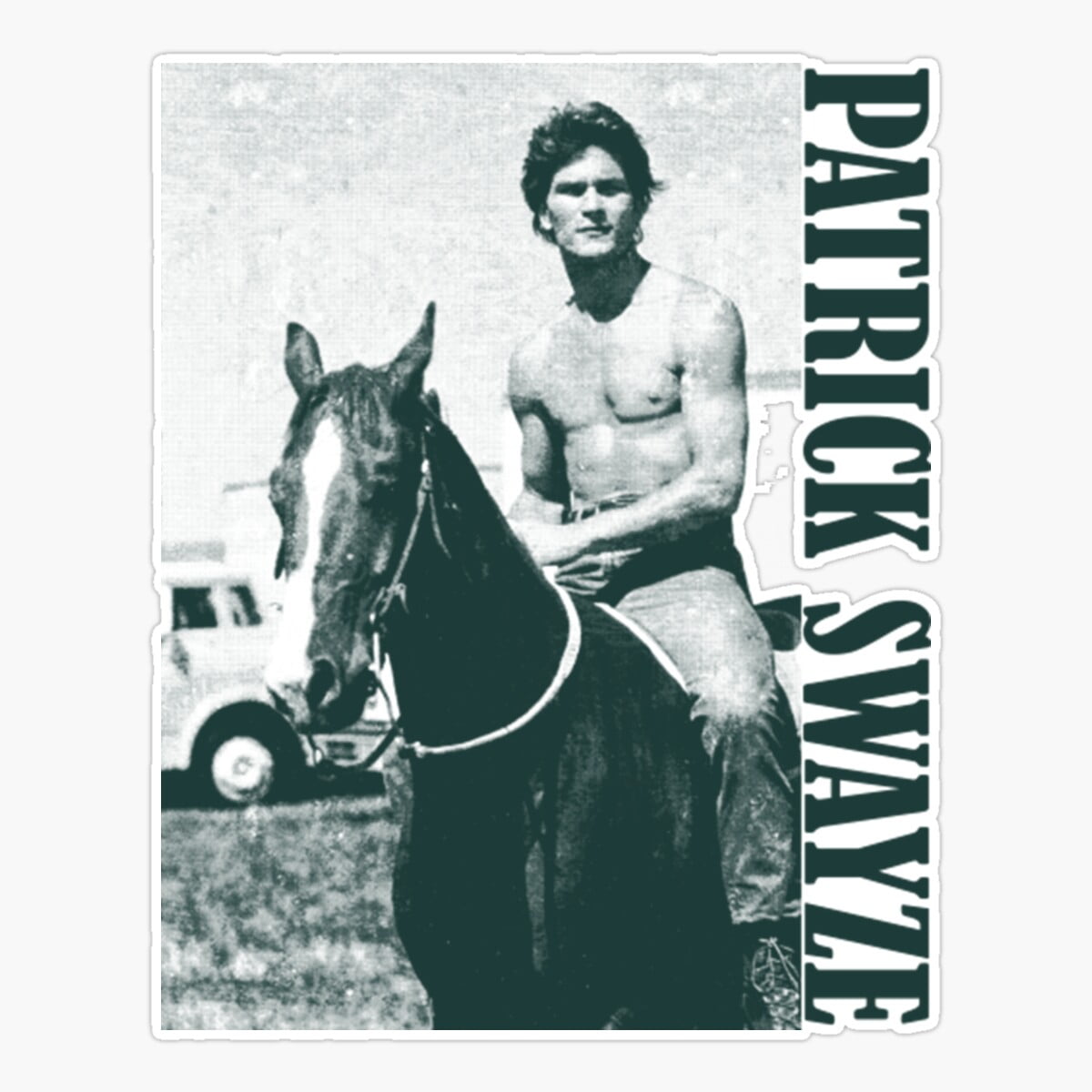 Onim Patrick Swayze Vintage Halftone Style Fan Art Design Sticker ...