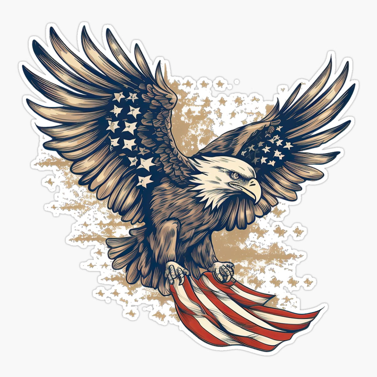Onim Patriotic American Vintage Bald Eagle Sticker, Phone Decal Water ...