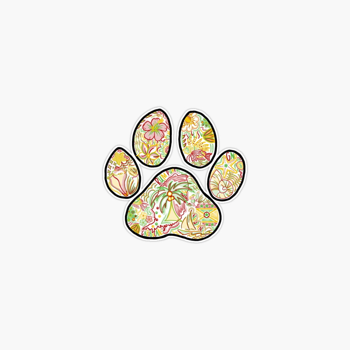 Onim Pawprint - Grenada Sticker, Phone Decal Water Bottle Stickers Car ...