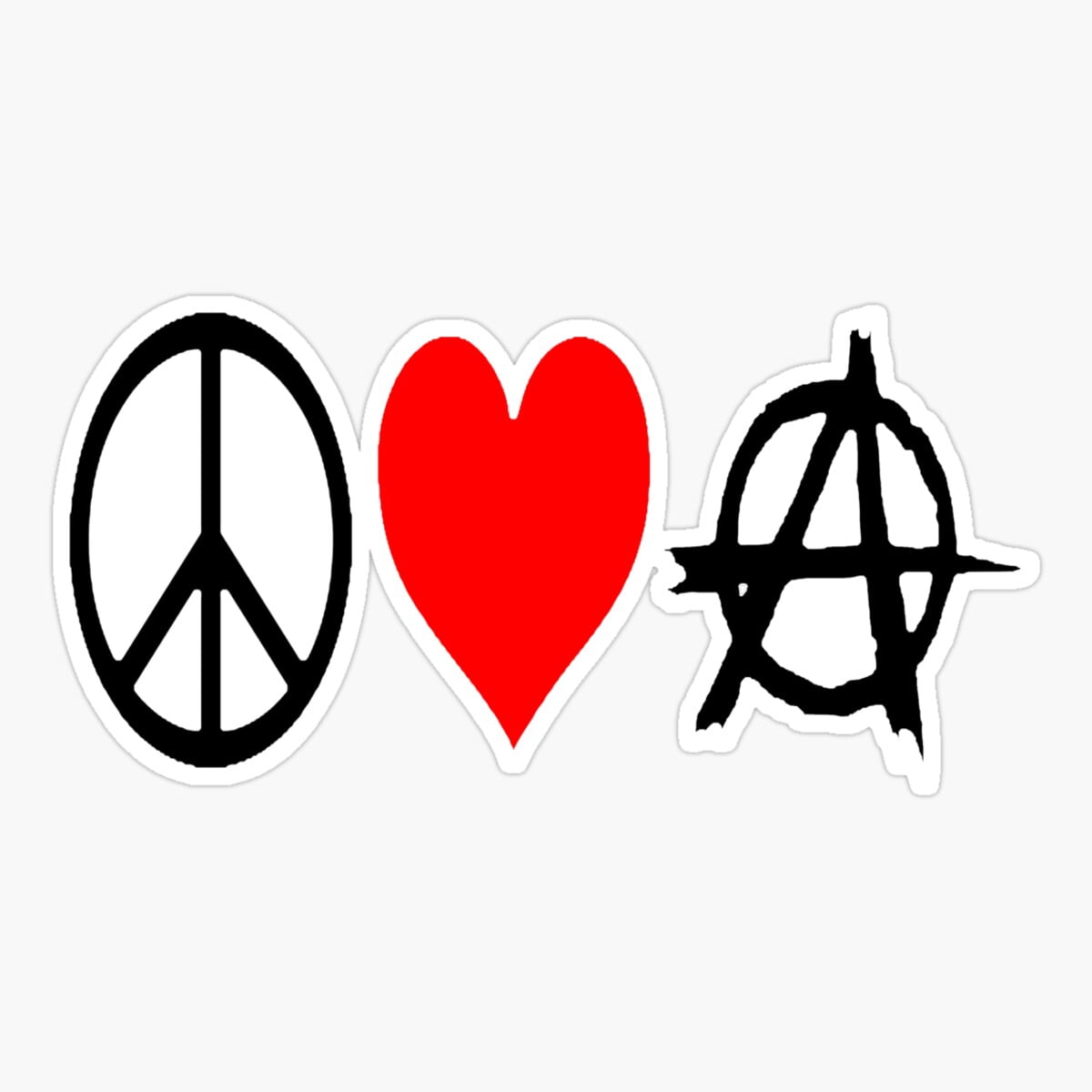 Onim Peace, Love, Anarchy Sticker, Phone Decal Water Bottle Stickers ...