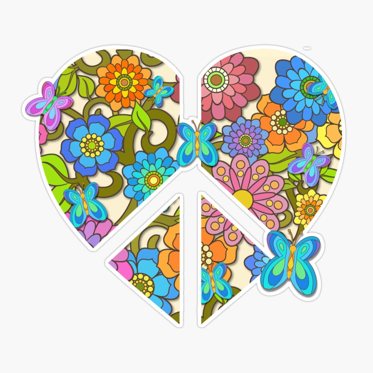 Onim Peace Love And Flower Power Sticker, Phone Decal Water Bottle ...