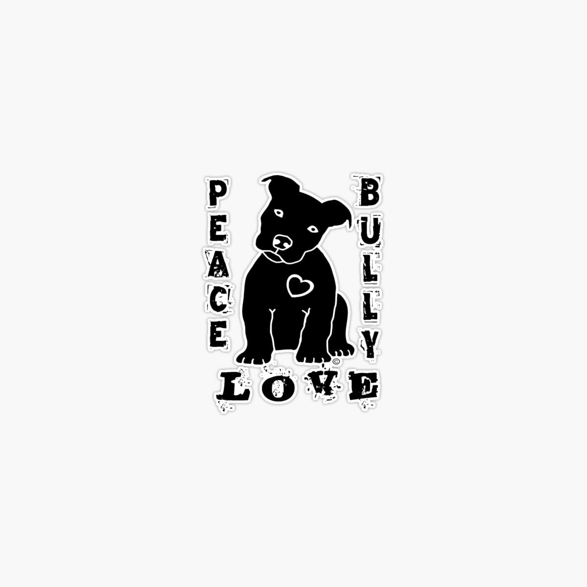 Onim Peace Love Bully - Pit Bull Sticker, Phone Decal Water Bottle ...