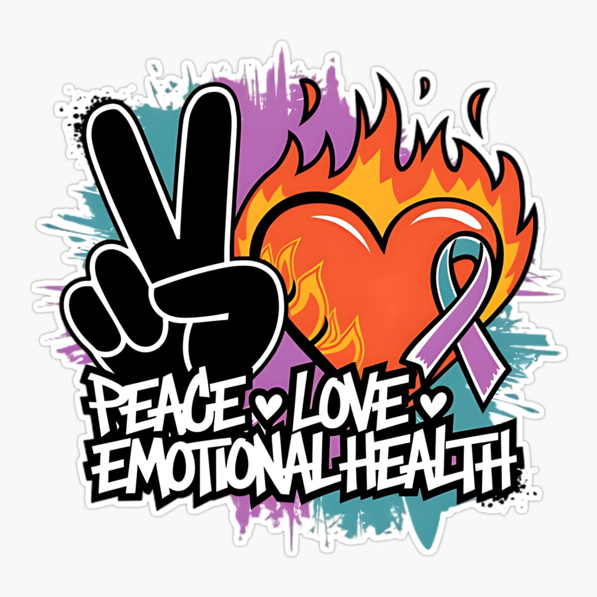 Onim Peace Love Emotional Health Sticker, Phone Decal Water Bottle ...