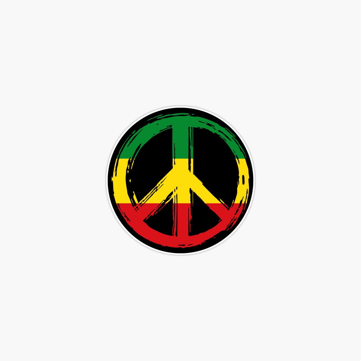 Onim Peace Symbol With Rastafari Reggae Colors, Black Version Sticker ...