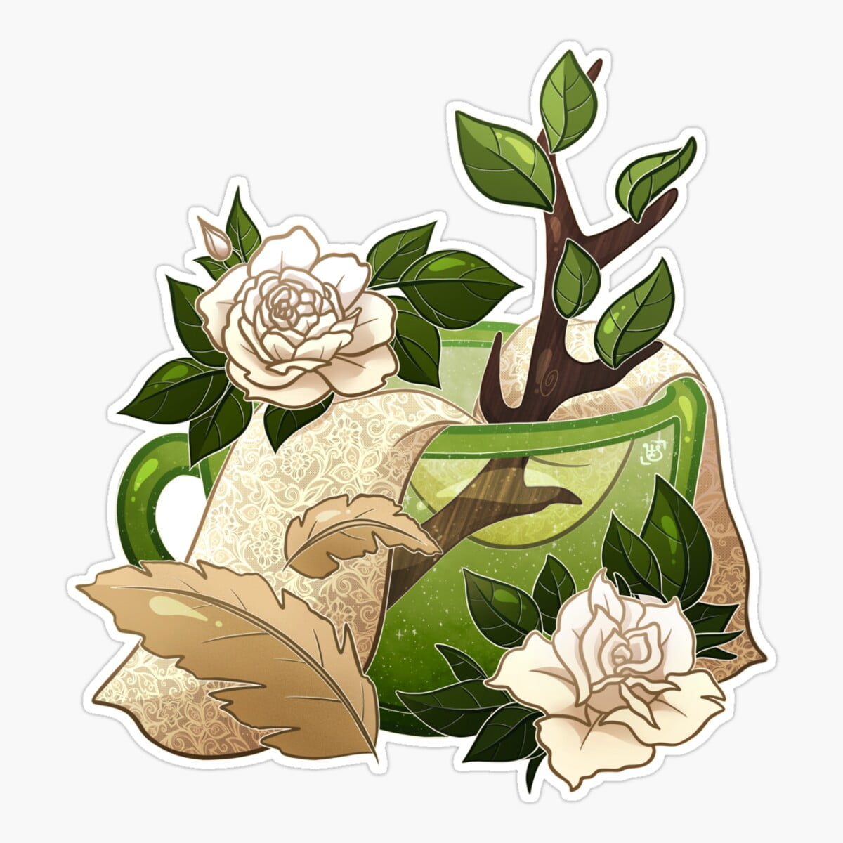 Onim Peaceful Forest Teacup - Cottagecore Aesthetic Sticker, Phone ...