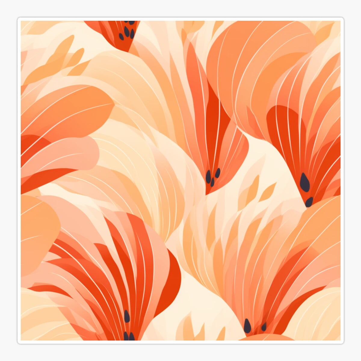 Onim Peach Cottagecore Patter Sticker, Phone Decal Water Bottle ...