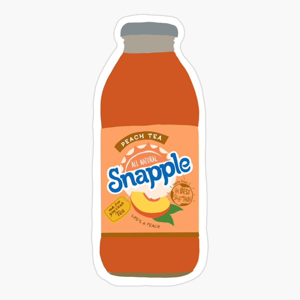 Onim Peach Tea Snapple Bottle Sticker, Phone Decal Water Bottle ...