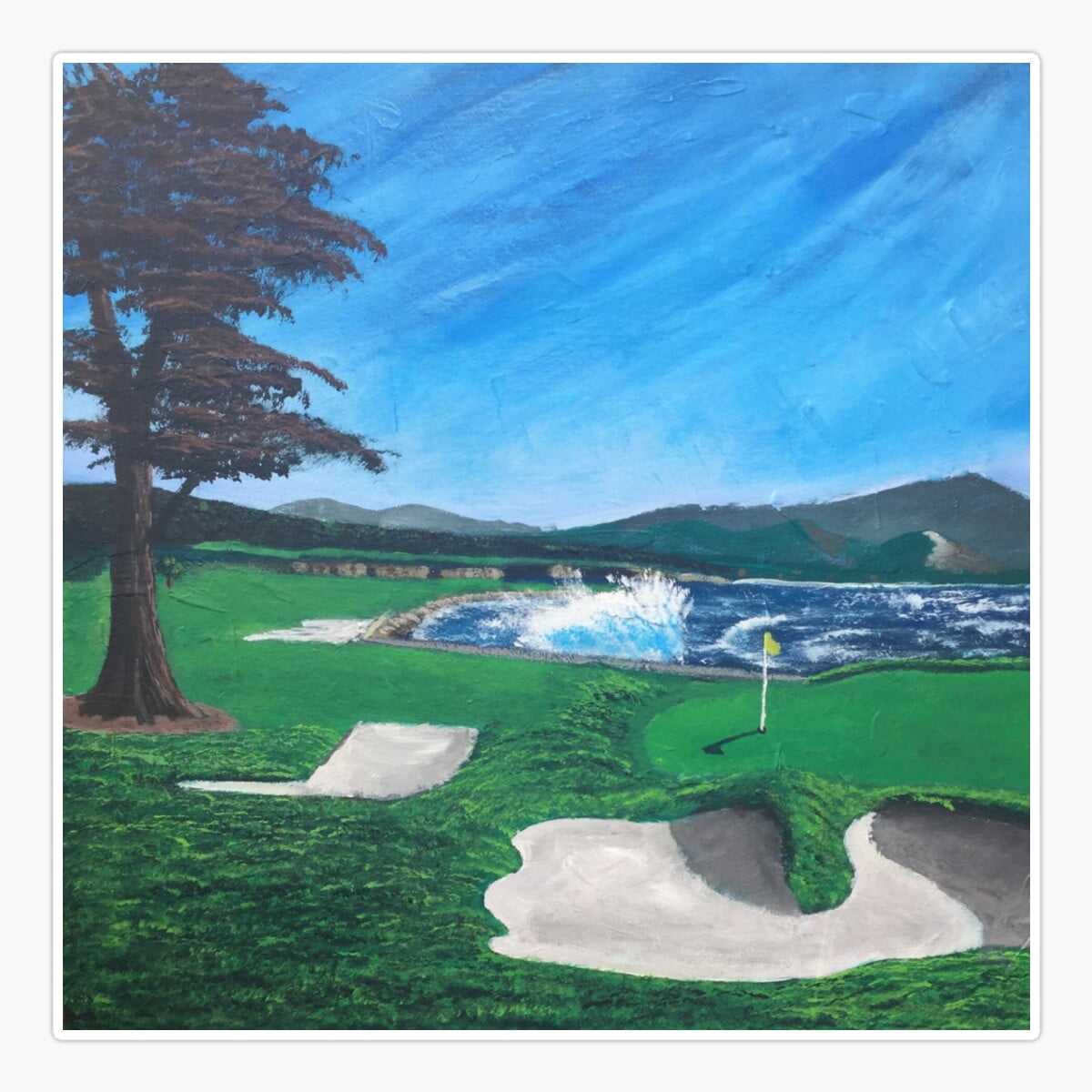 Onim Pebble Beach 18Th Sticker, Phone Decal Water Bottle Stickers Car ...