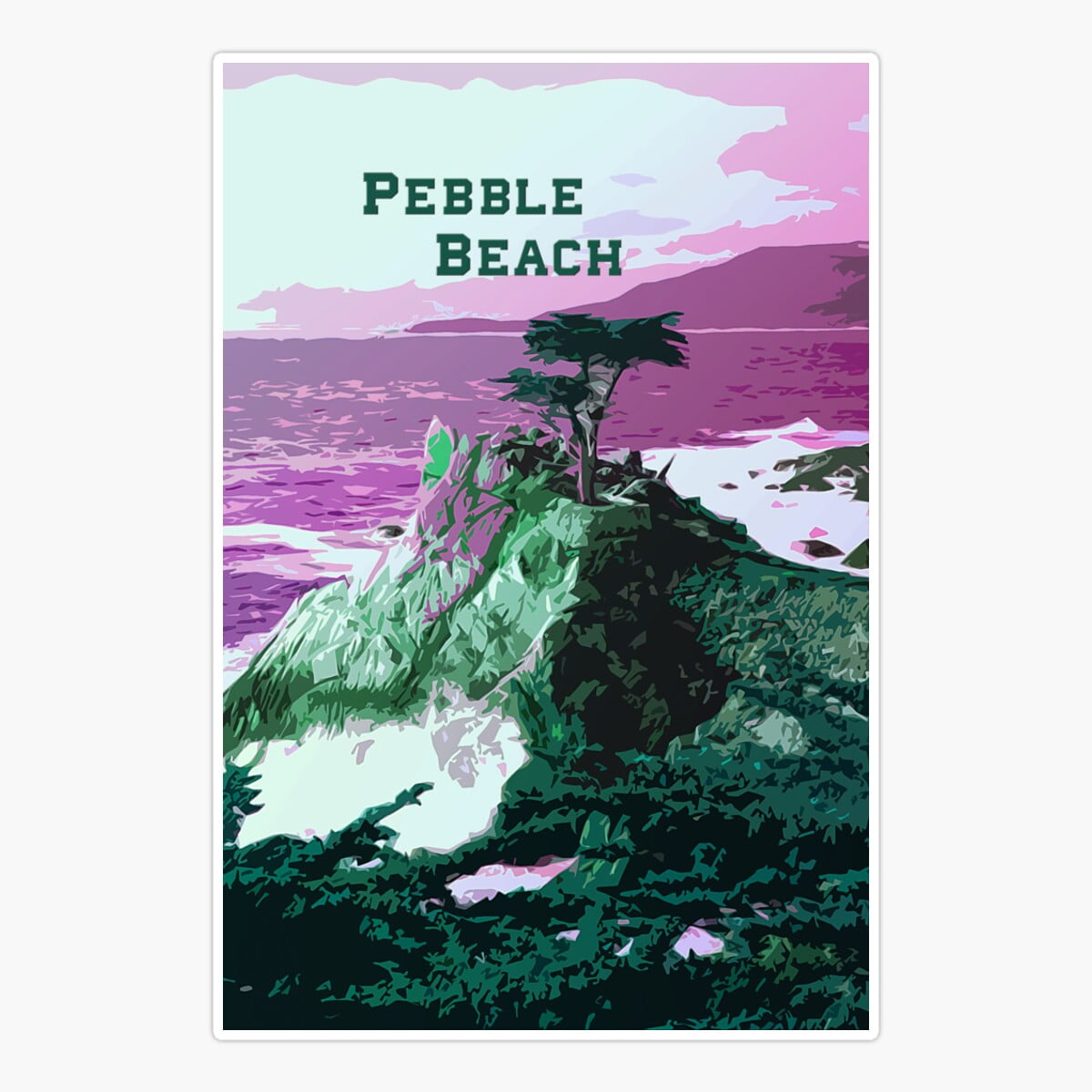 Onim Pebble Beach California Sticker, Phone Decal Water Bottle Stickers ...