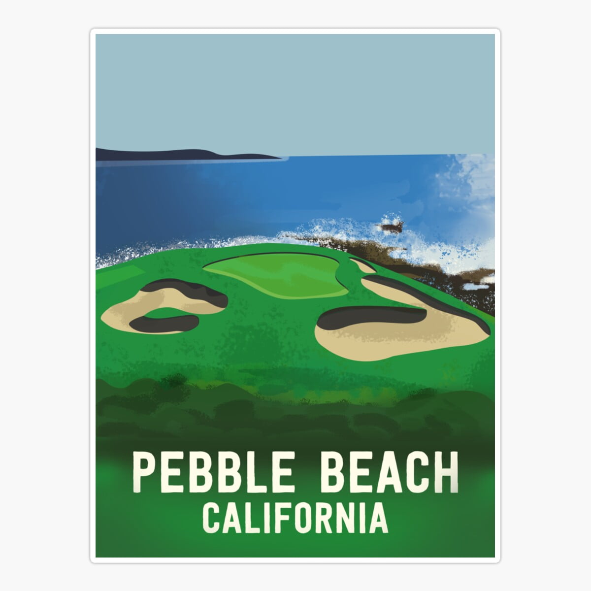 Onim Pebble Beach California Sticker, Phone Decal Water Bottle Stickers ...