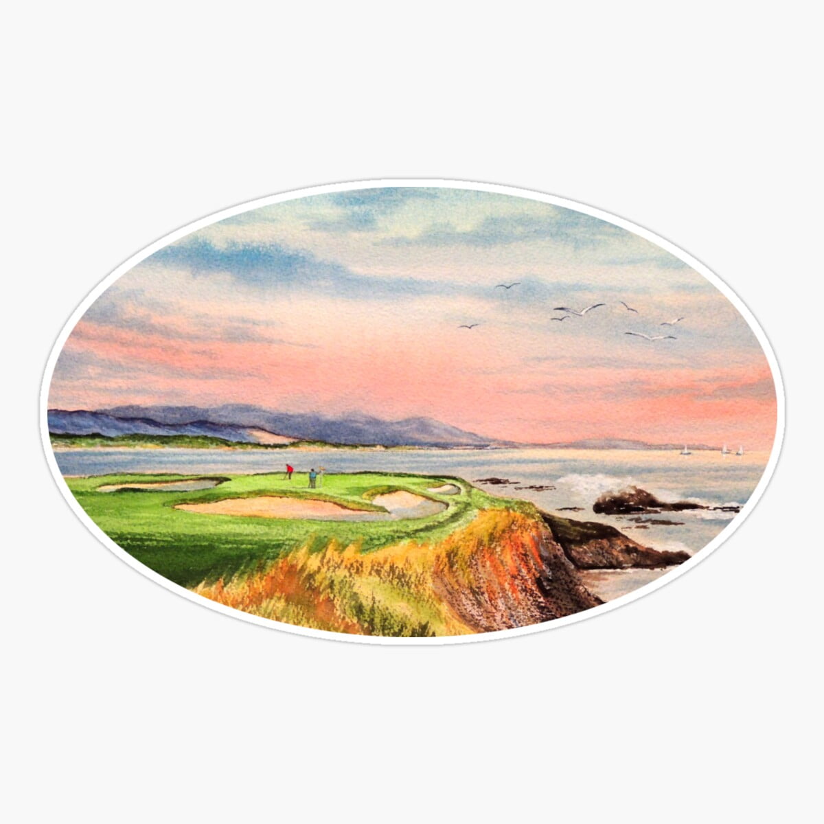 Onim Pebble Beach Golf Course 7Th Hole Sticker, Phone Decal Water ...