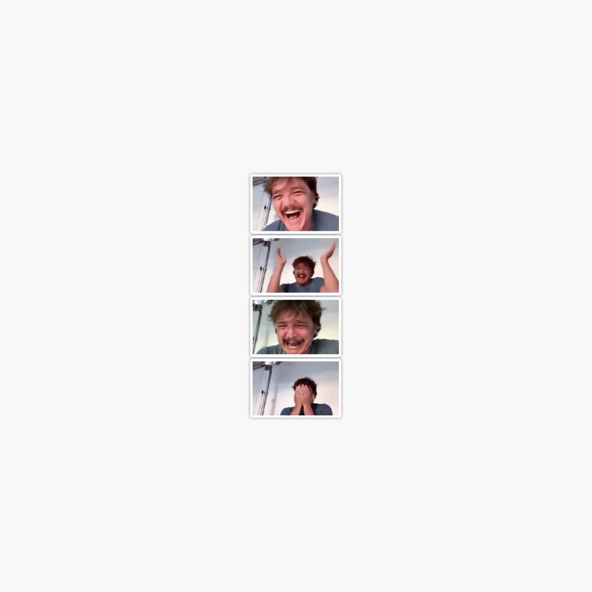 Onim Pedro Pascal Laughing Crying Meme Sticker, Phone Decal Water ...