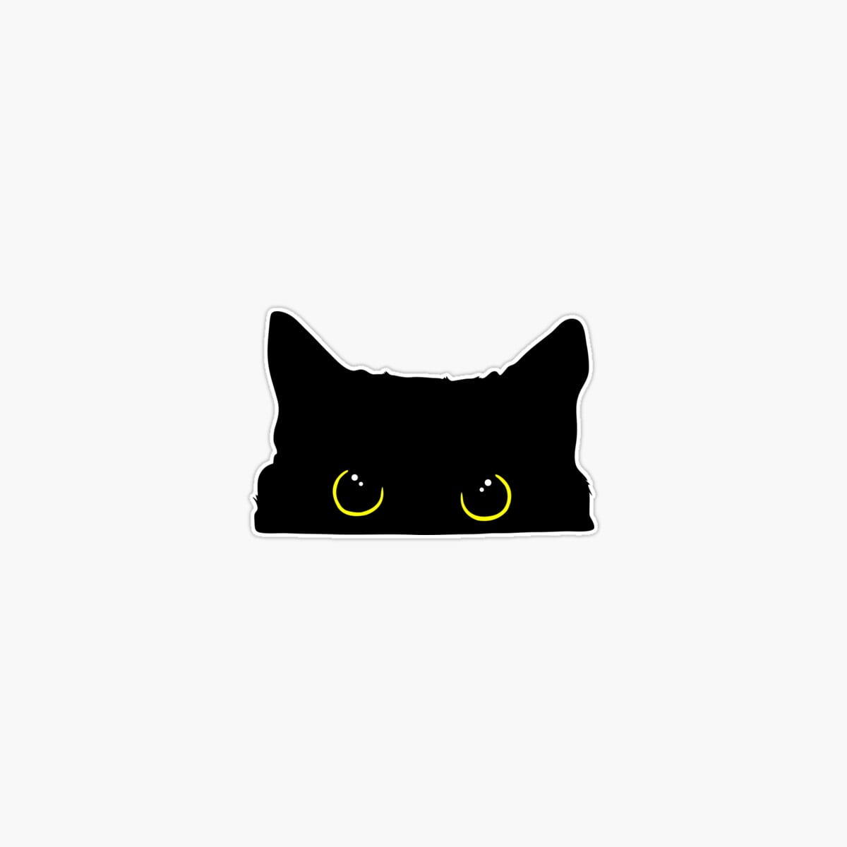 Onim Peeking Black Kitty Cat Silhouette Sticker, Phone Decal Water ...