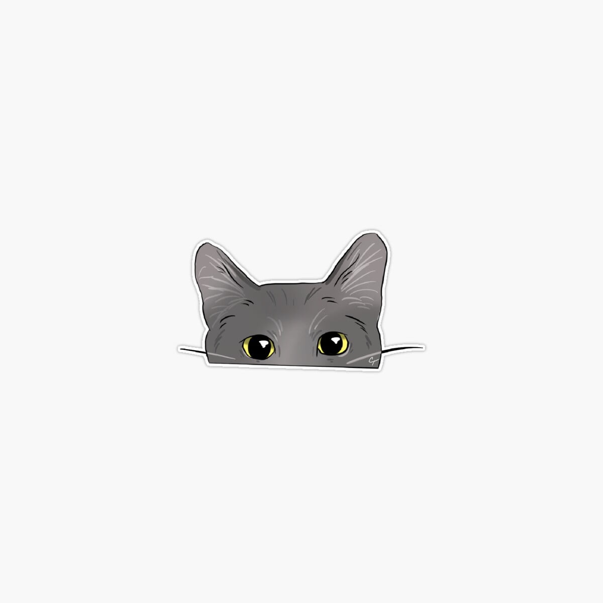 Onim Peeking Grey Cat Sticker, Phone Decal Water Bottle Stickers Car ...