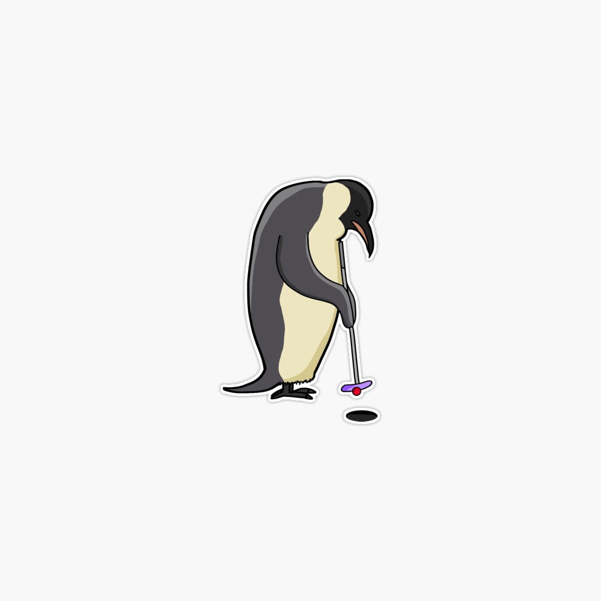 Onim Penguin Playing Mini Golf Sticker, Phone Decal Water Bottle ...