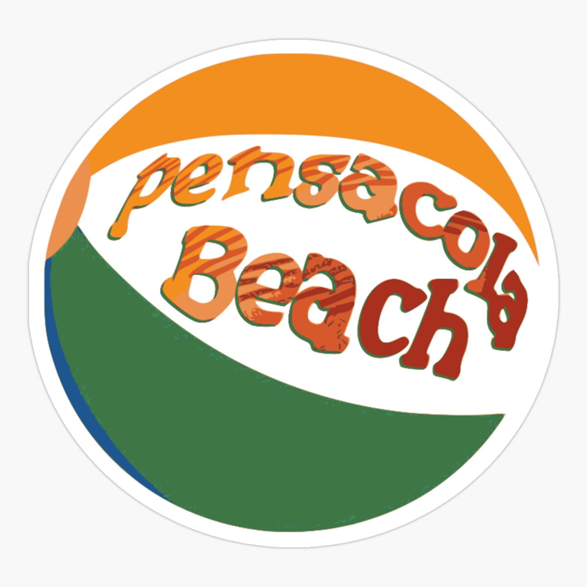 Onim Pensacola Beach Ball Sticker, Phone Decal Water Bottle Stickers ...