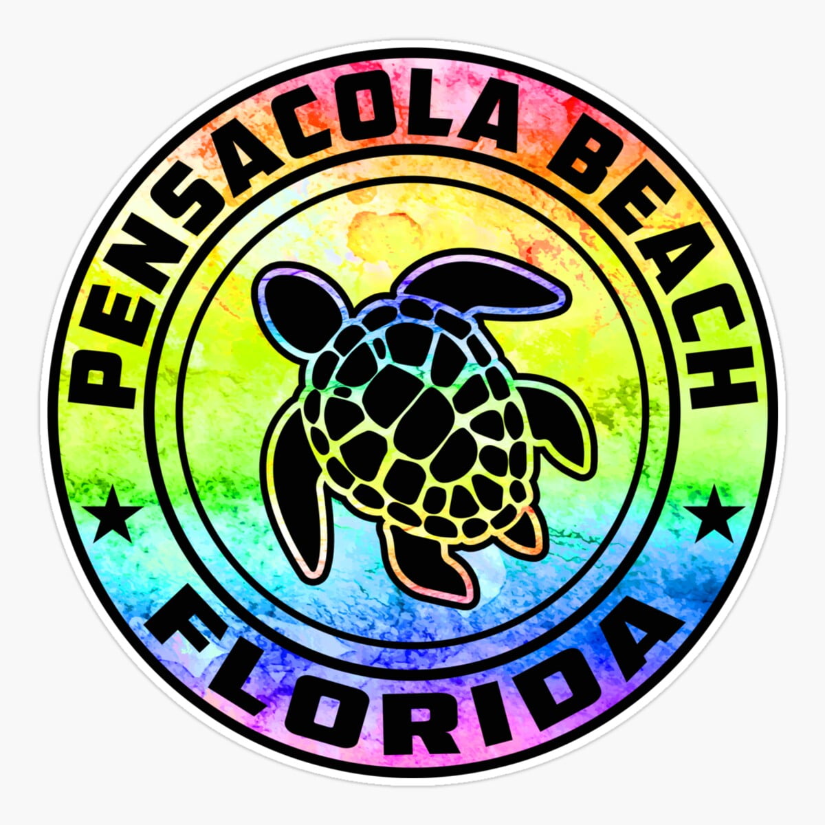 Onim Pensacola Beach Beach Florida Sea Turtle Fl Sticker, Phone Decal ...