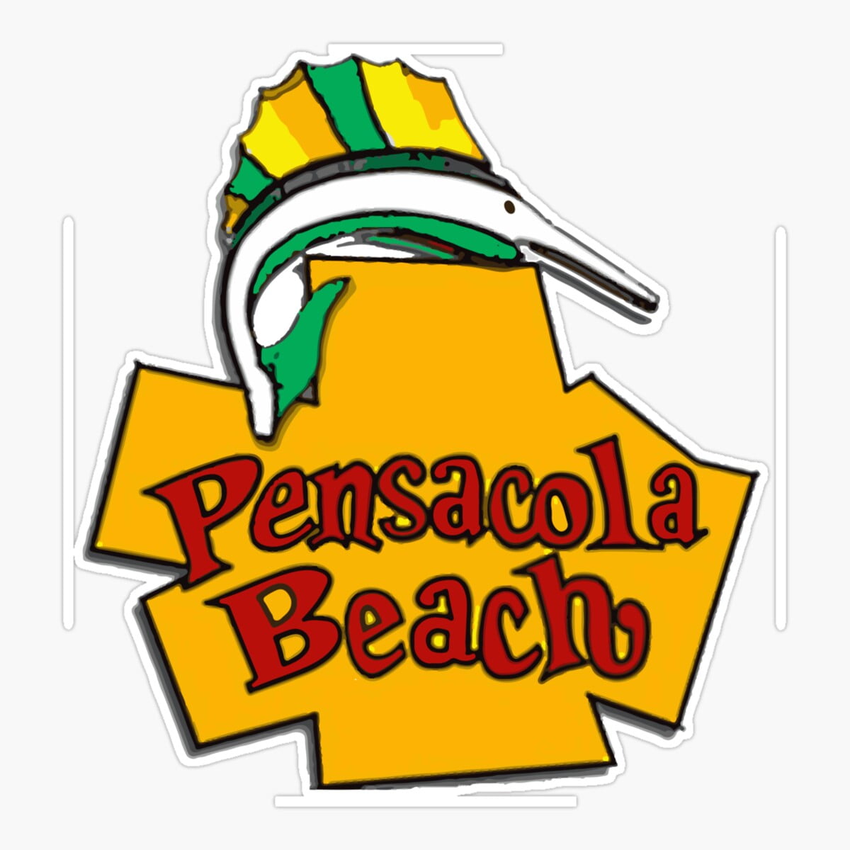 Onim Pensacola Beach - Florida. Sticker, Phone Decal Water Bottle ...