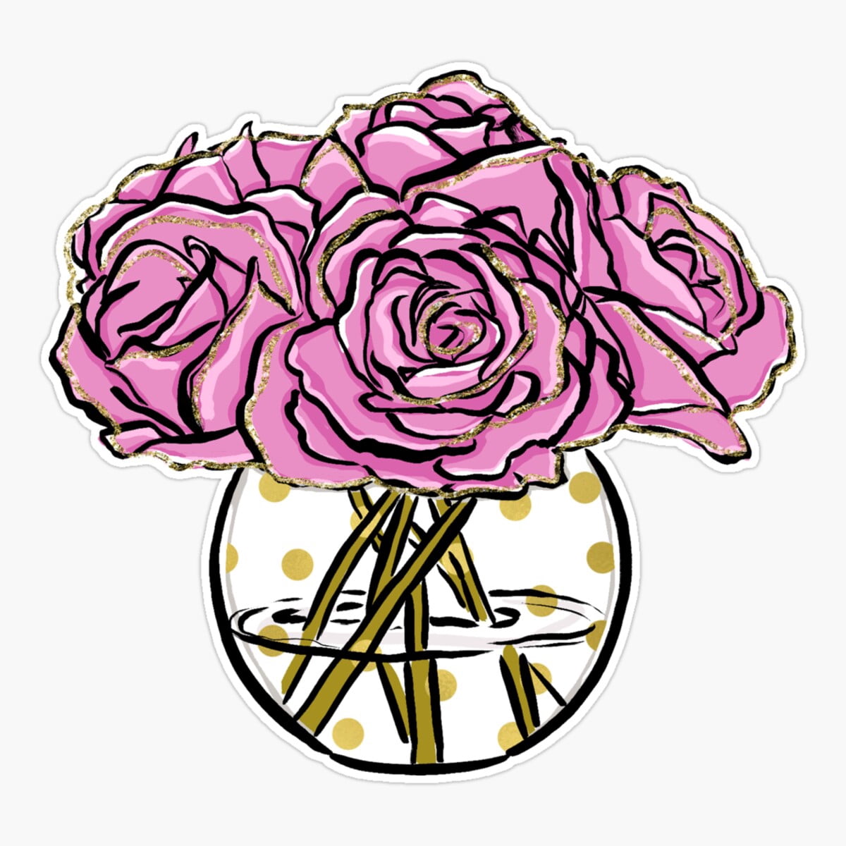 Onim Peonies Sticker, Phone Decal Water Bottle Stickers Car Decals ...