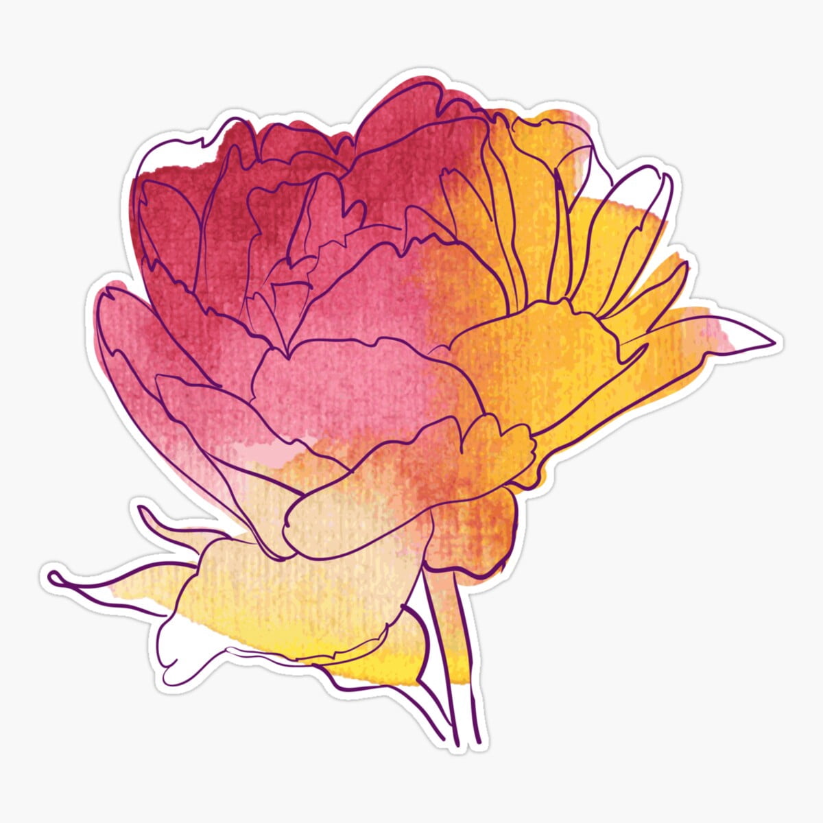 Onim Peony Flower Sticker, Phone Decal Water Bottle Stickers Car Decals ...