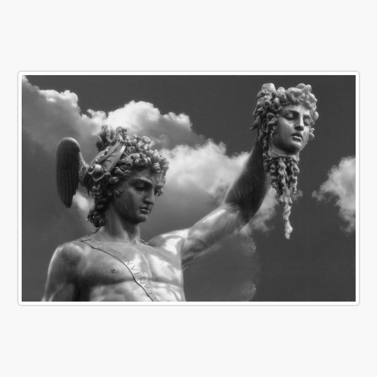 Onim Perseus & Medusa Sculpture Design B&W Sticker, Phone Decal Water ...