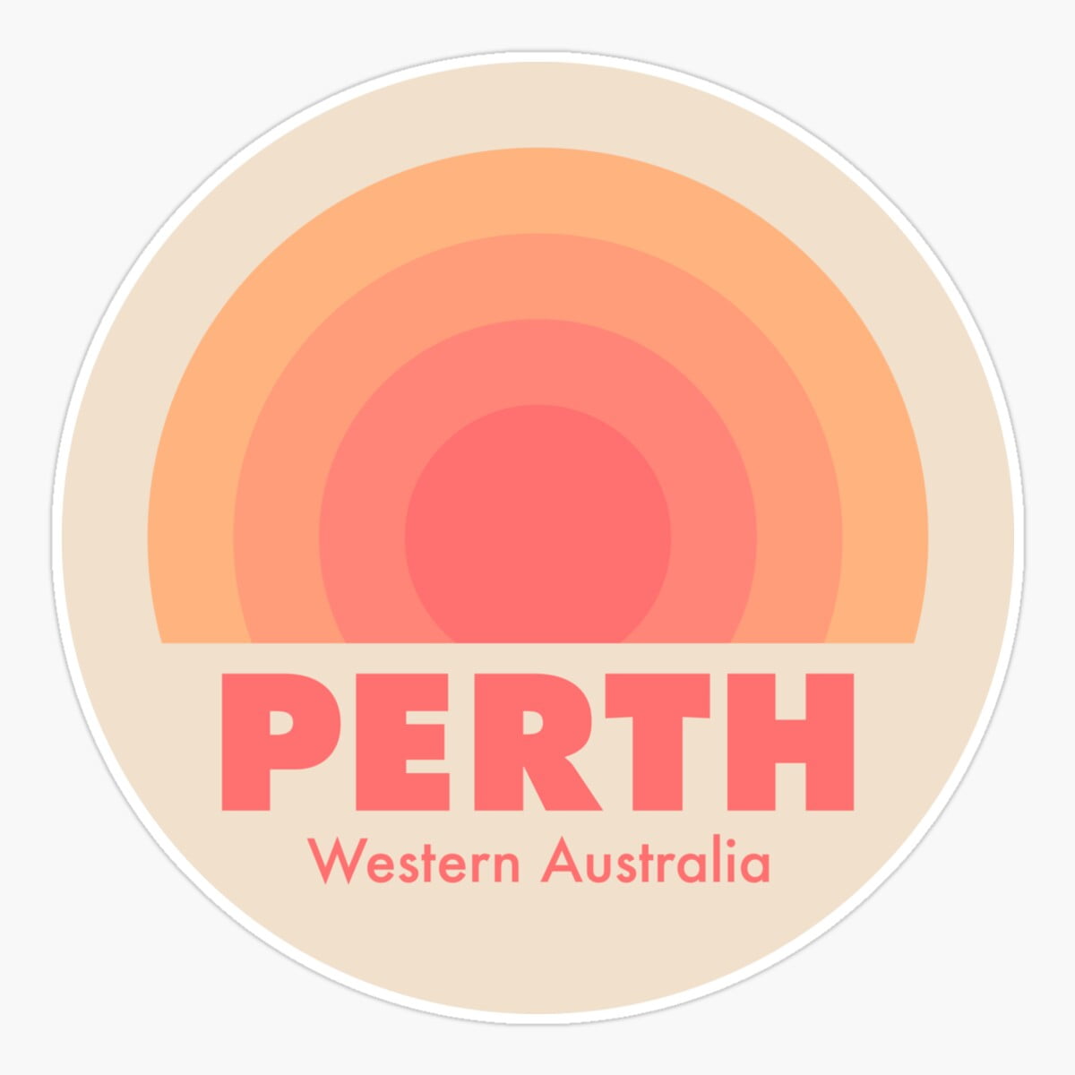 Onim Perth Retro Rainbow Badge Orange Sticker, Phone Decal Water Bottle ...