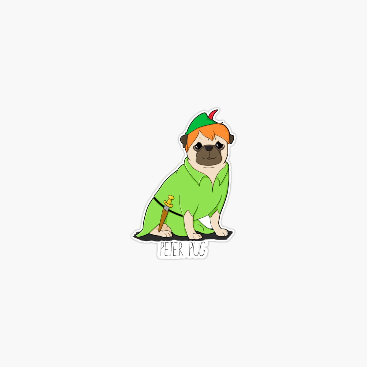 Onim Peter Pug Sticker, Phone Decal Water Bottle Stickers Car Decals ...