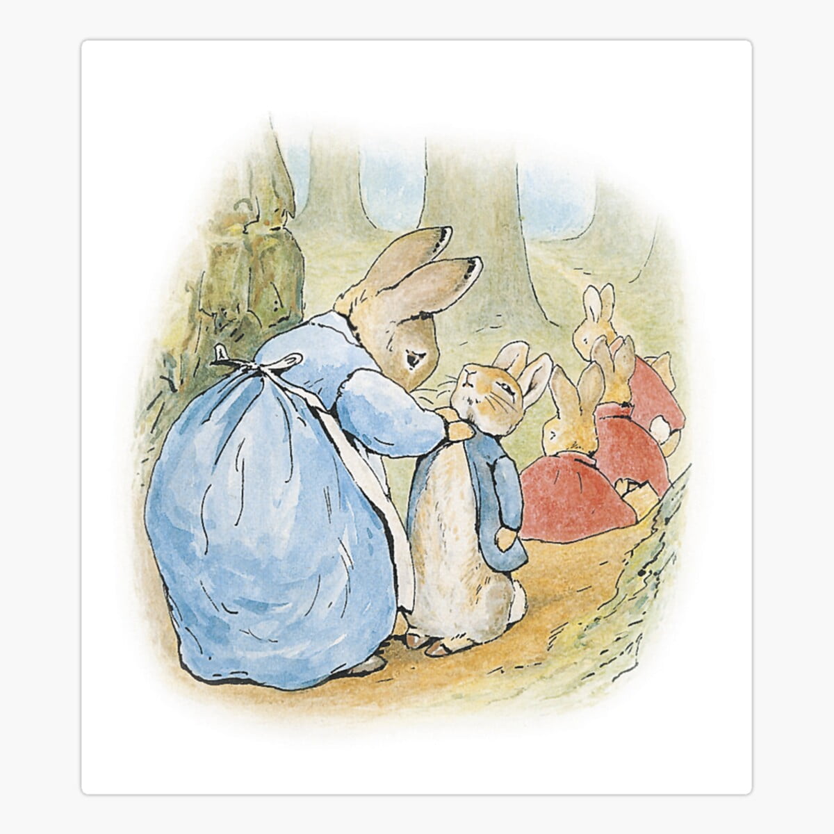 Onim Peter Rabbits Family - Beatrix Potter - Vintage Art Sticker, Phone ...