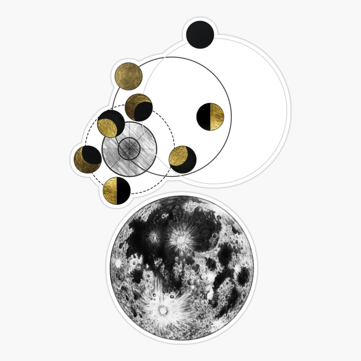 Onim Phases Of The Moon Sticker, Phone Decal Water Bottle Stickers Car ...