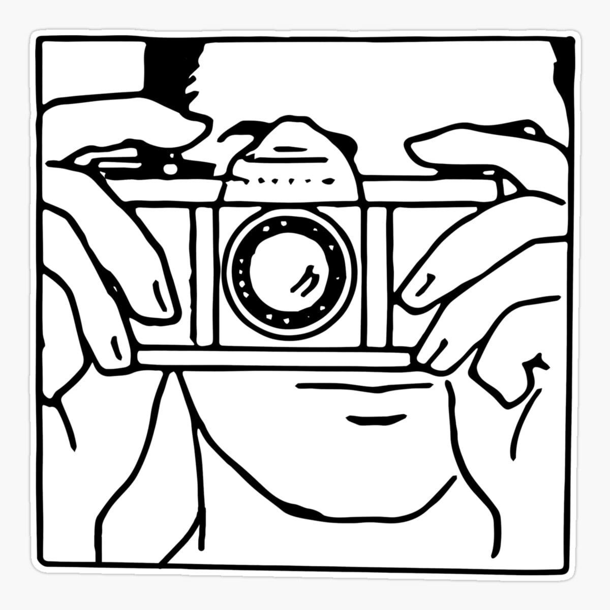 Onim Photographer Line Drawing Sticker, Phone Decal Water Bottle ...