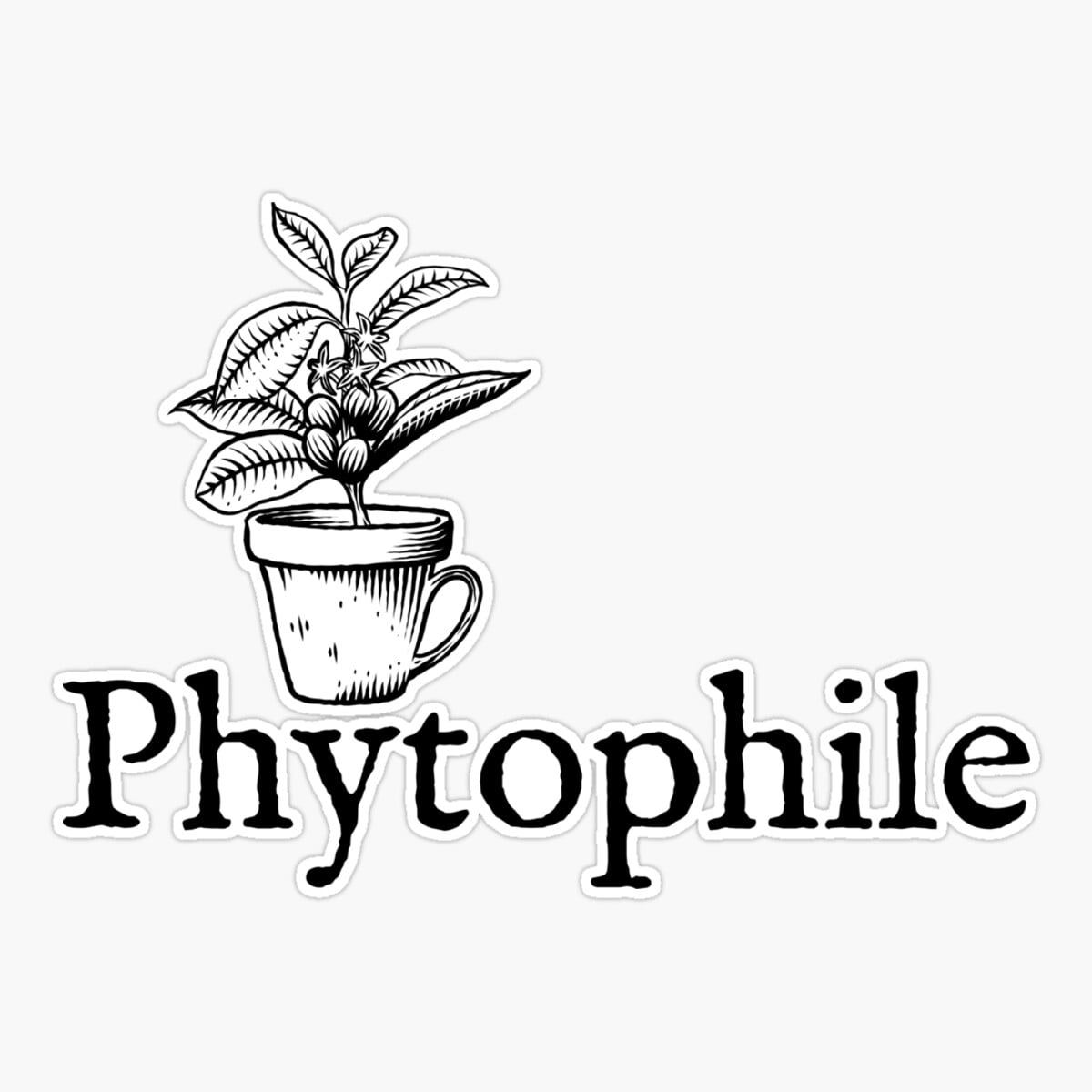 Onim Phytophile Academic Green Victorian Plant Lover Sticker, Phone ...