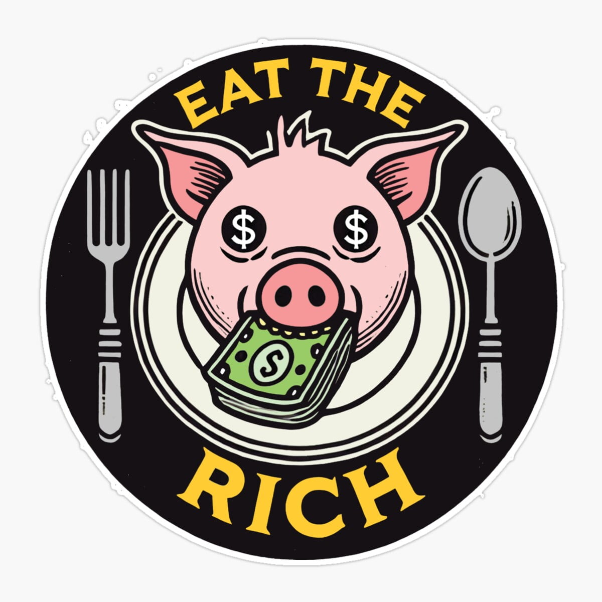 Onim Piggy Eat The Rich Sticker, Phone Decal Water Bottle Stickers Car ...