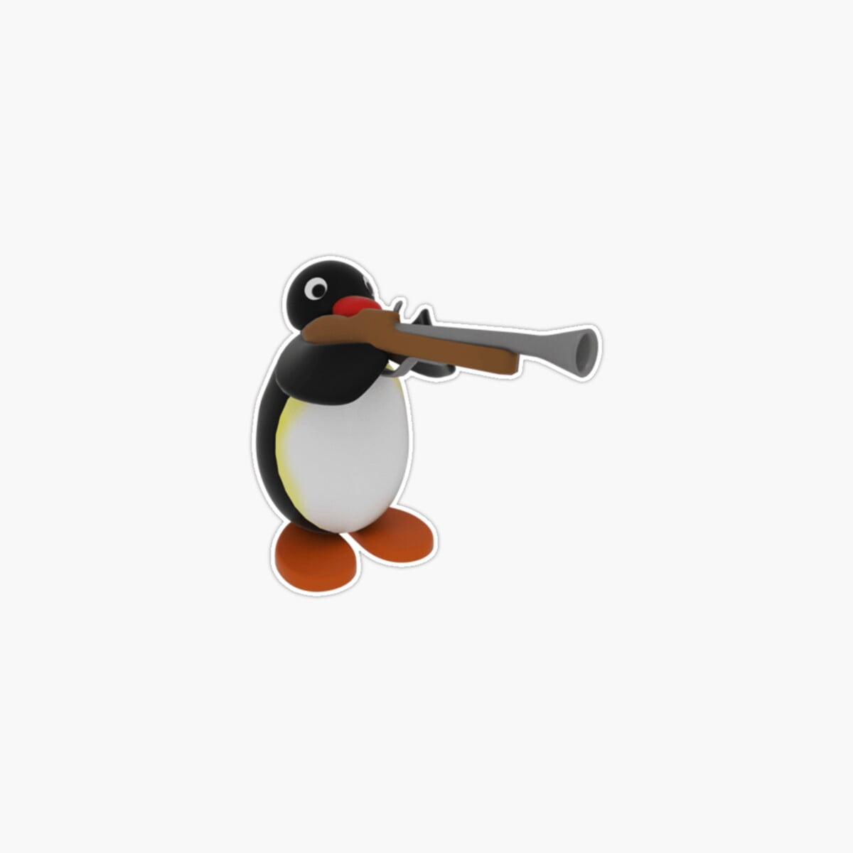 Onim Pingu With A Gun Sticker, Phone Decal Water Bottle Stickers Car ...