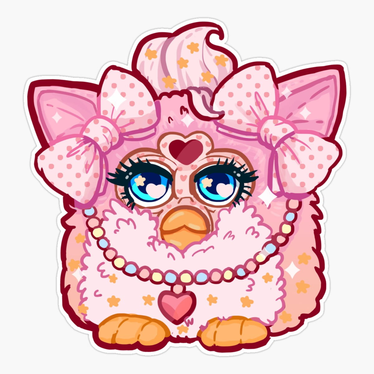 Onim Pink Aesthetic Furby Sticker, Phone Decal Water Bottle Stickers ...