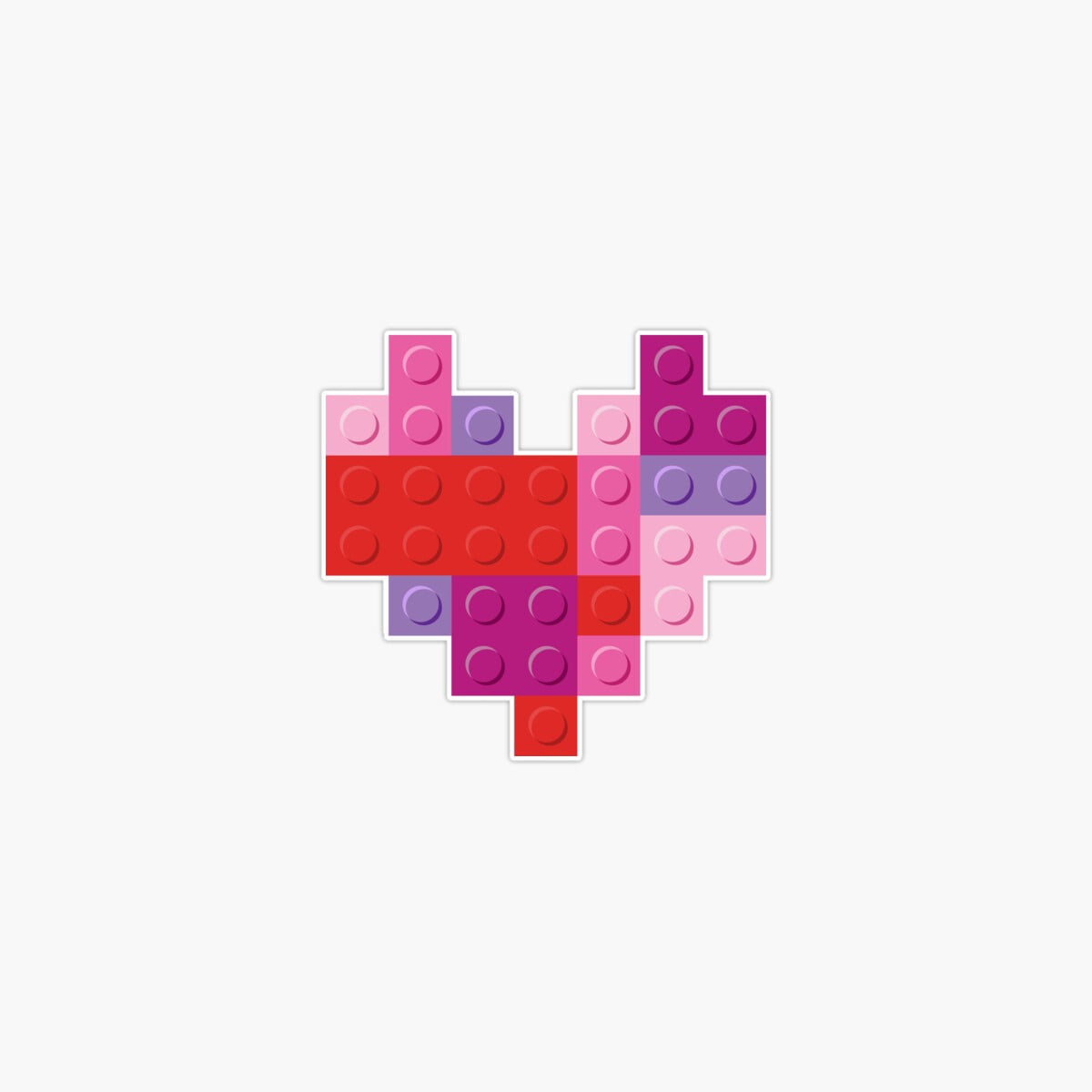 Onim Pink And Red Brick Heart Sticker, Phone Decal Water Bottle ...