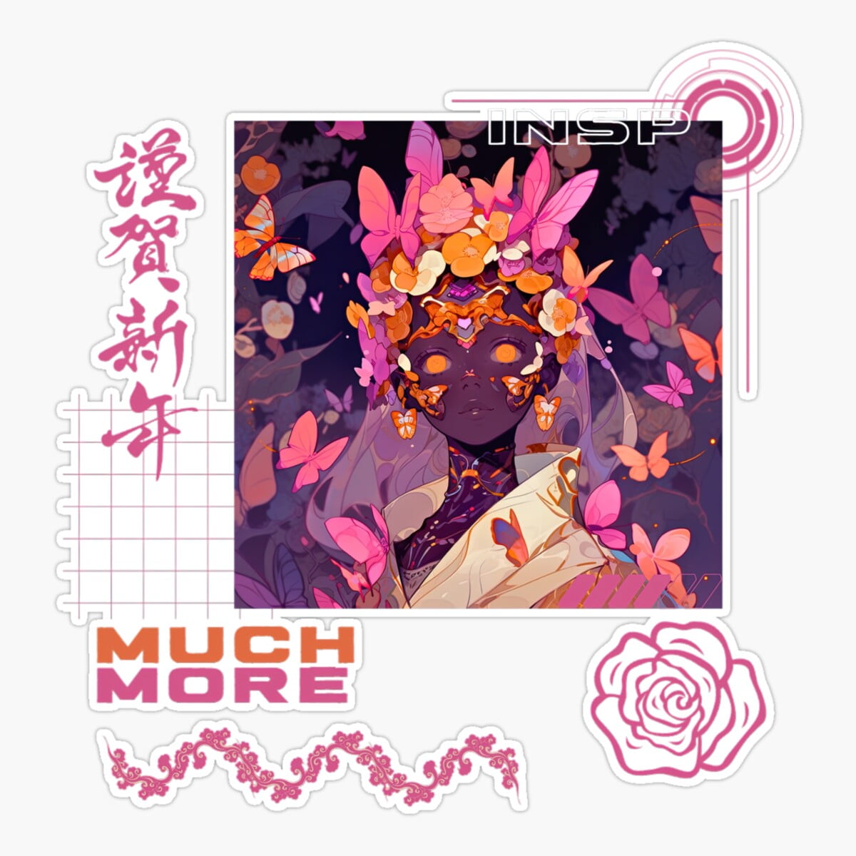 Onim Pink Anime Girl Sticker, Phone Decal Water Bottle Stickers Car ...