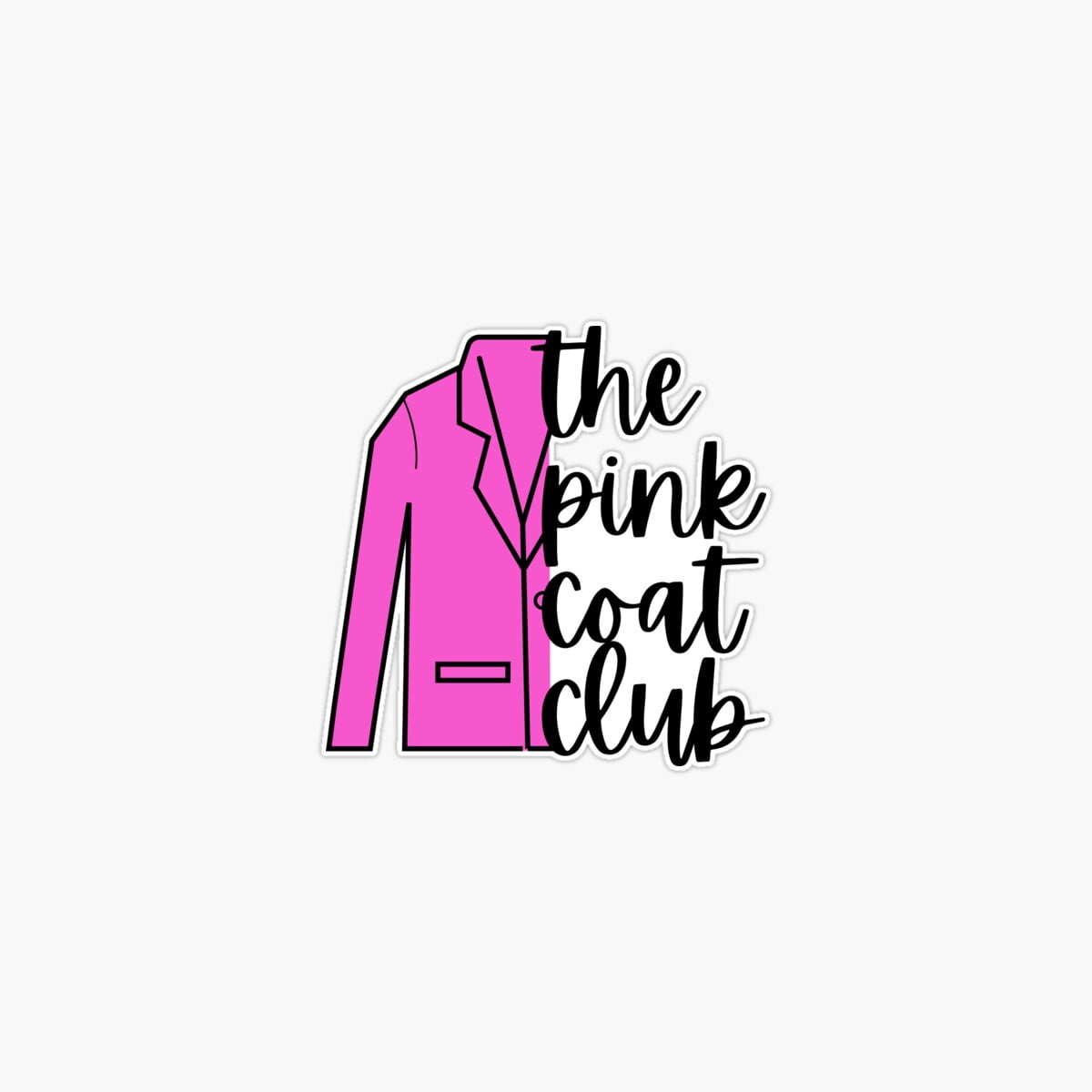 Onim Pink Coat Club - Black Classic Logo (White Background) Sticker ...