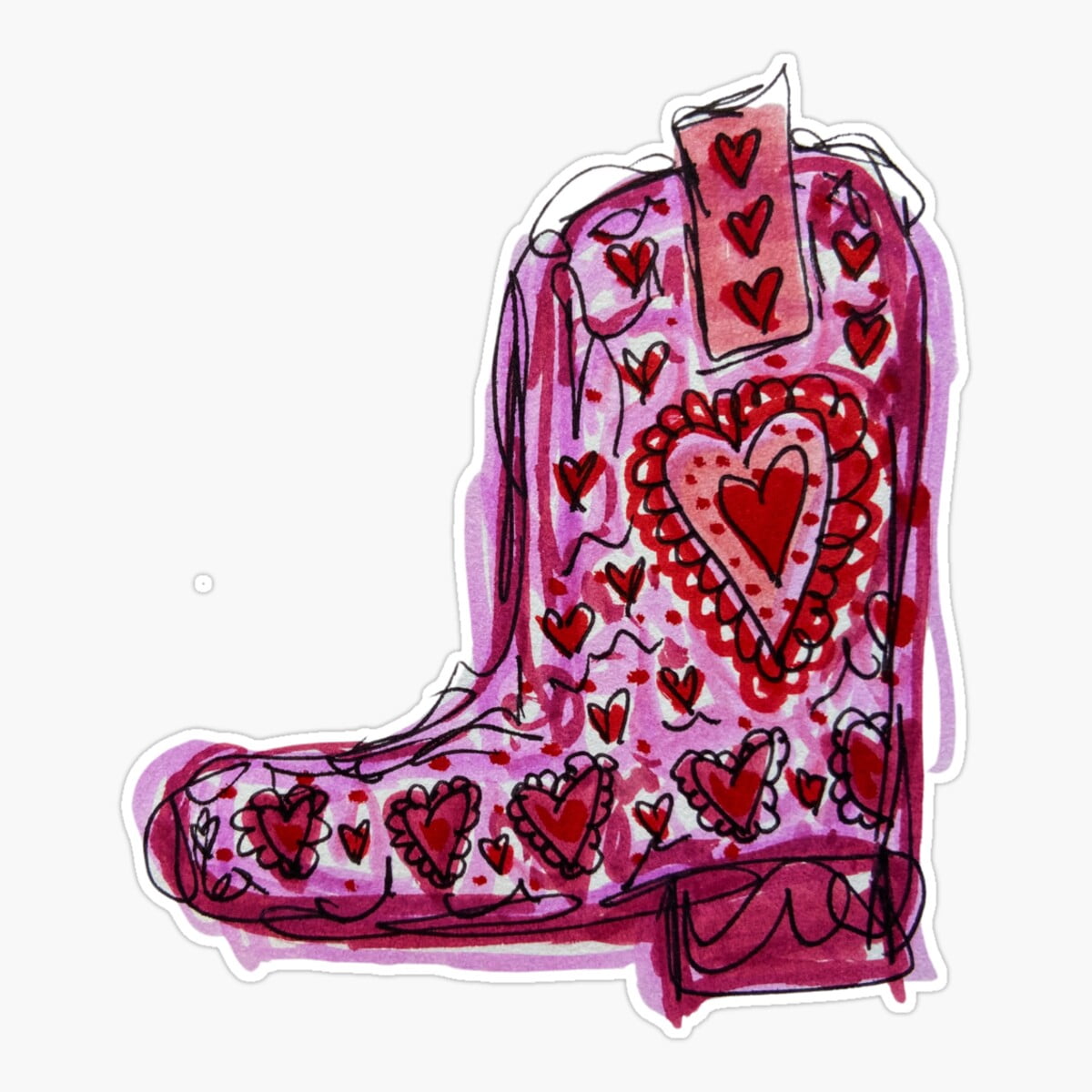 Onim Pink Cowboy Boot Sticker, Phone Decal Water Bottle Stickers Car ...