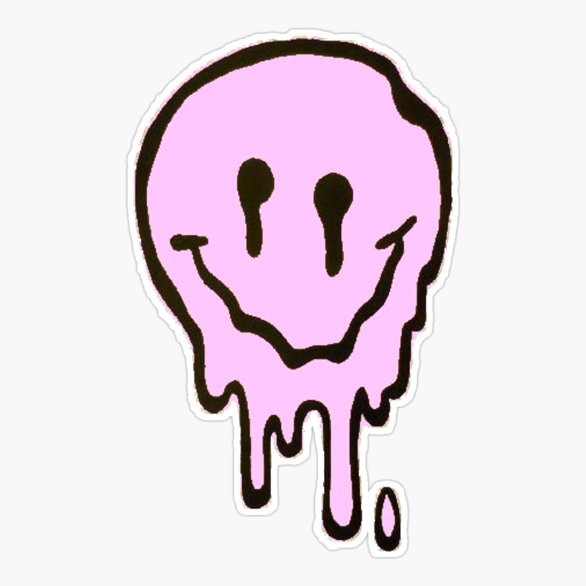 Onim Pink Drippy Smiley Face Sticker, Phone Decal Water Bottle Stickers ...