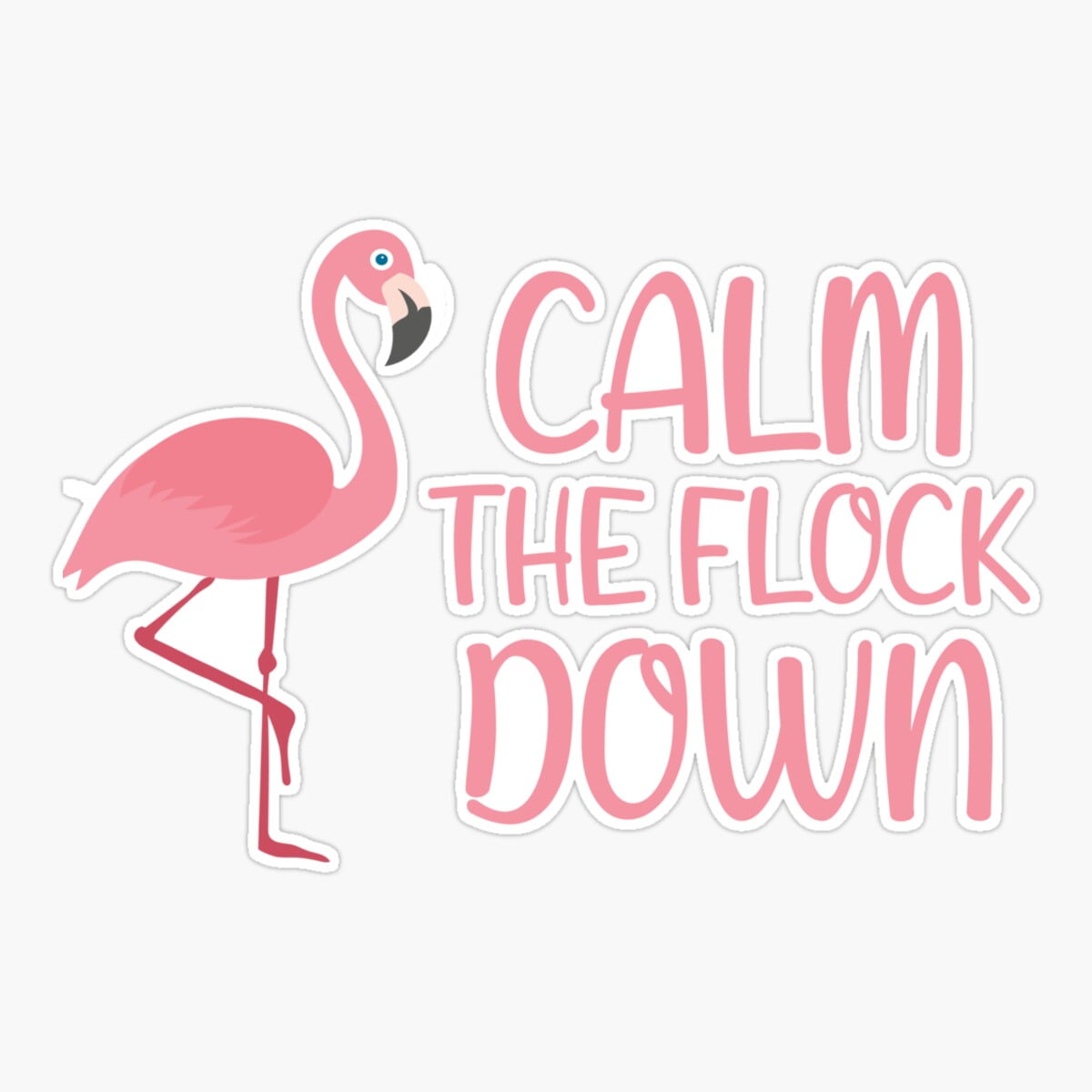 Onim Pink Flamingo Calm The Flock Down Sticker, Phone Decal Water ...