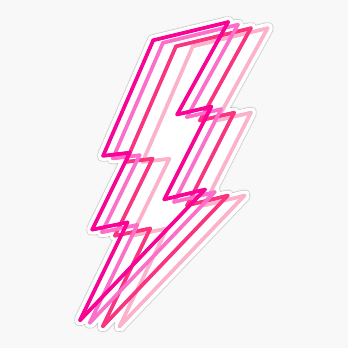 Onim Pink Layered Lighting Bolt Sticker, Phone Decal Water Bottle ...