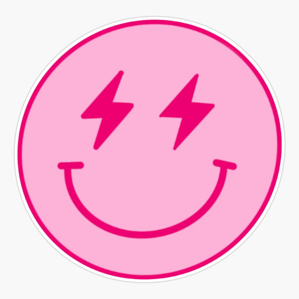 Onim Pink Lightning Bolt Smiley Face Sticker, Phone Decal Water Bottle ...