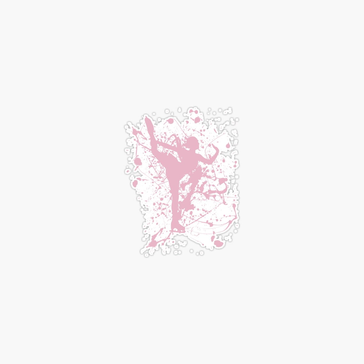 Onim Pink Paint Splatter Ice Skater Sticker, Phone Decal Water Bottle ...