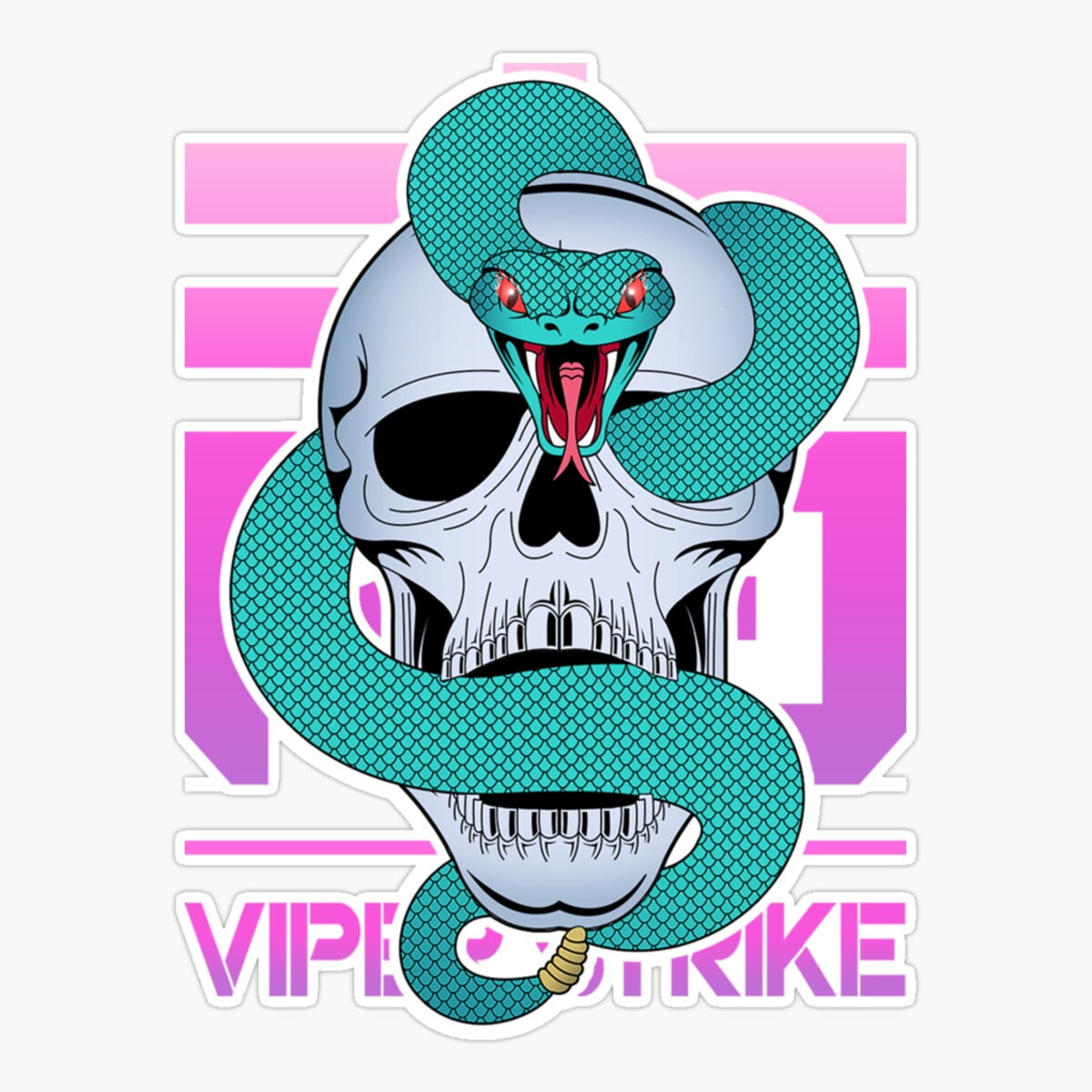 Onim Pink R-9 Viper Strike Snake Skull Sticker, Phone Decal Water ...