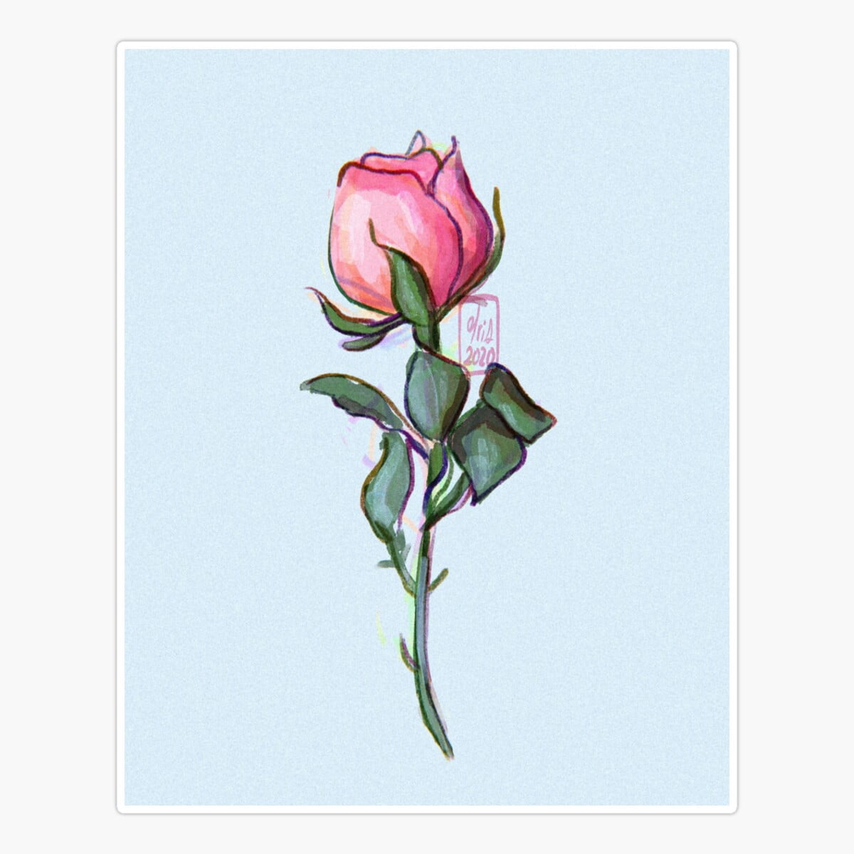 Onim Pink Rose Sticker, Phone Decal Water Bottle Stickers Car Decals ...