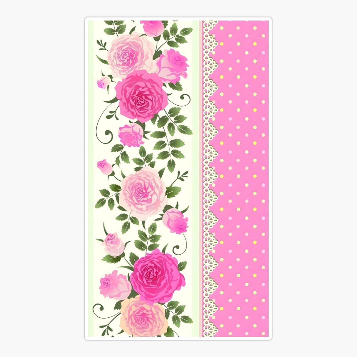 Onim Pink Roses & Lace - Shabby Chic Floral Design Sticker, Phone Decal ...