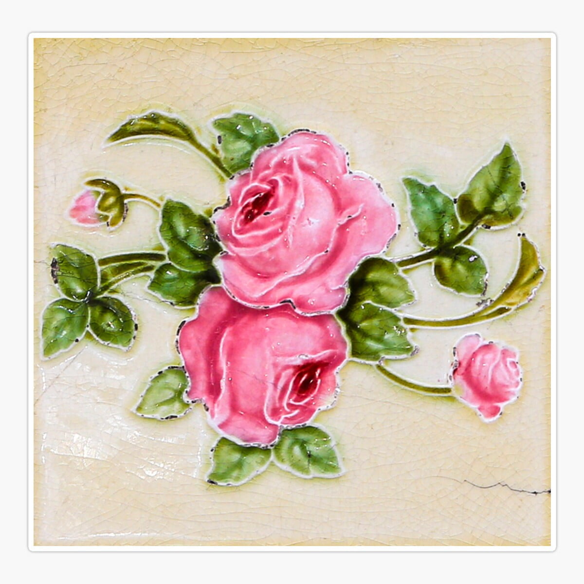 Onim Pink Roses Victorian Wall Tile Sticker, Phone Decal Water Bottle ...