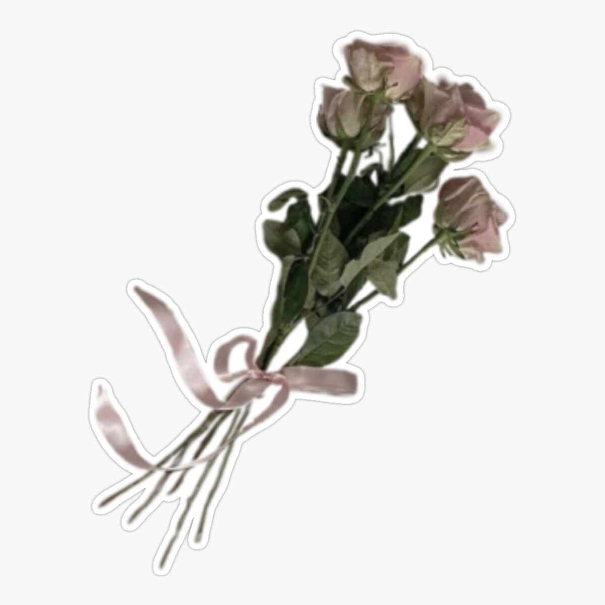 Onim Pink Roses Wrapped In A Bow Sticker Sticker, Phone Decal Water ...