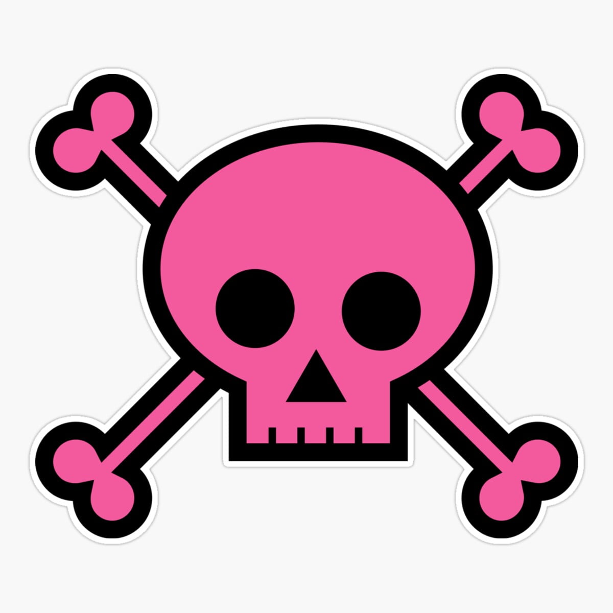 Onim Pink Skull And Crossbones Pattern Emo Girl Sticker, Phone Decal ...