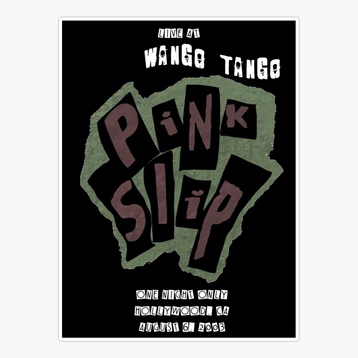 Onim Pink Slip Live At Wango Tango Sticker, Phone Decal Water Bottle ...